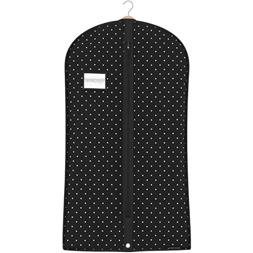 HANGERWORLD 40inch Garment Bag for Suits and Dresses Bags for Closet Storage Breathable Clothes Cover Dust Protector (1 Pack, Black Polka)