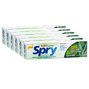 spry toothpaste with fluoride by xlear (dentist recommended to help fight cavities and gum disease with xylitol) 4 oz 6-pack