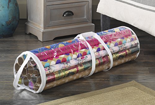 Whitmor Clear Zippered Storage Rolls Gift Wrap Organizer, 25 Count (Pack of 1)