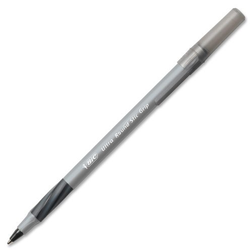 Bic Ultra Round Stic Grip Ball Point Pens, Medium Point, 1.2 mm, Black Ink (48 Pens)