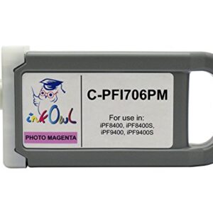 InkOwl Compatible Ink Cartridge Replacement for Canon PFI-706PM (700ml, Photo Magenta) for iPF8400, iPF8400S, iPF9400, iPF9400S Printers