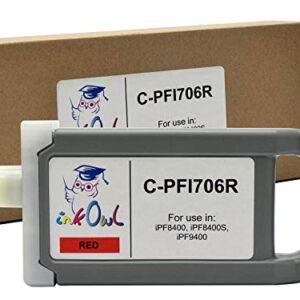 InkOwl Compatible Ink Cartridge Replacement for Canon PFI-706R (700ml, Red) for iPF8400, iPF8400SE, iPF9400 Printers