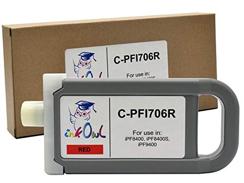 InkOwl Compatible Ink Cartridge Replacement for Canon PFI-706R (700ml, Red) for iPF8400, iPF8400SE, iPF9400 Printers