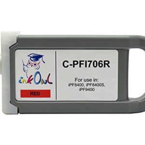 InkOwl Compatible Ink Cartridge Replacement for Canon PFI-706R (700ml, Red) for iPF8400, iPF8400SE, iPF9400 Printers