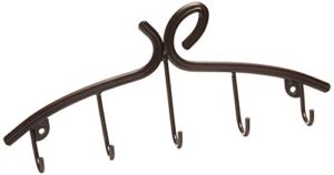 spectrum diversified leaf wall mount 5 hook key rack hanging entryway organizer, bronze