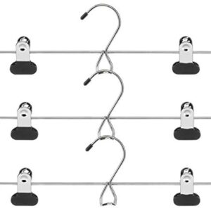 Whitmor 6021-181 Ebony Chrome Add-On Skirt/Slack Hanger, Set of 3 (2 Pack, Silver)