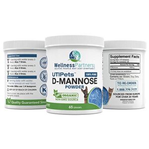 WellnessPartners UTI Pets Pure D-Mannose Non GMO Organic Source Powder 65gram jar