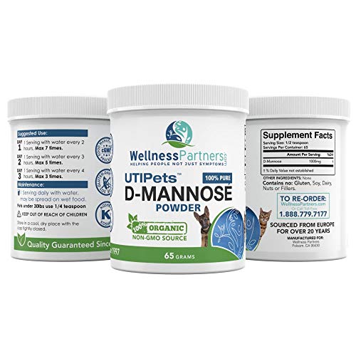 WellnessPartners UTI Pets Pure D-Mannose Non GMO Organic Source Powder 65gram jar