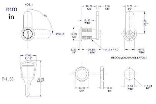 FJM Security Products FJM-0120 FJM-0210 Miniature Cam Lock, Chrome