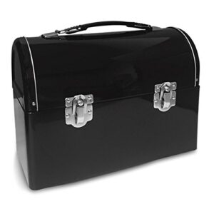 plain metal dome lunch box - black