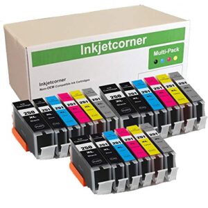 inkjetcorner compatible ink cartridges replacement for pgi-250xl cli-251xl 250xl 251xl for use with ip8720 mg7120 mg7520 mg6320 (18 pack)