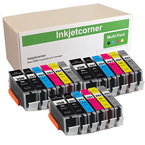 Inkjetcorner Compatible Ink Cartridges Replacement for PGI-250XL CLI-251XL 250XL 251XL for use with iP8720 MG7120 MG7520 MG6320 (18 Pack)