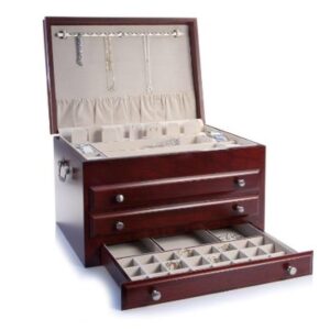 American Chest Company J03M Majestic Solid American Cherry Hardwood Jewel Chest with Rich Mahogany Finish