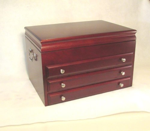 American Chest Company J03M Majestic Solid American Cherry Hardwood Jewel Chest with Rich Mahogany Finish