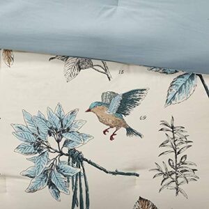 Madison Park Quincy Cozy Comforter Nature Scenery Design - All Season Bedding, Matching Bed Skirt, Decorative Pillows, Quincy, Leaf & Bird Khaki Queen(90"x90") 7 Piece