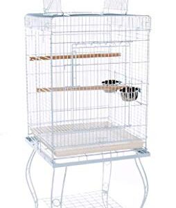 Bird Parrot Cage Cockatiel Amazon African Grey Caique Conure, 20 x 20 x 57 H, White Vein