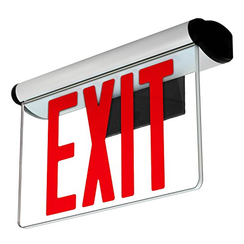 LFI Lights | Edge-Lit Red Exit Sign | Modern Design Brushed Aluminum Housing | All LED | Single-Sided Clear Acrylic Panel | Hardwired with Battery Backup | UL Listed | (1 Pack) | ELRT-R (SC)