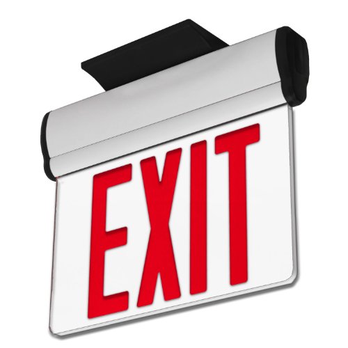 LFI Lights | Edge-Lit Red Exit Sign | Modern Design Brushed Aluminum Housing | All LED | Single-Sided Clear Acrylic Panel | Hardwired with Battery Backup | UL Listed | (1 Pack) | ELRT-R (SC)