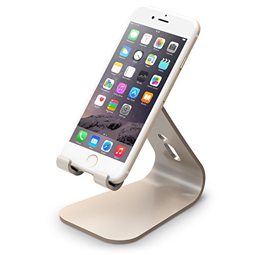 elago® M2 Stand [Champagne Gold] - [Premium Aluminum][Angled for Video Calls][Cable Management] - for all iPhones, Galaxy, and other Smartphones