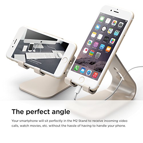 elago® M2 Stand [Champagne Gold] - [Premium Aluminum][Angled for Video Calls][Cable Management] - for all iPhones, Galaxy, and other Smartphones