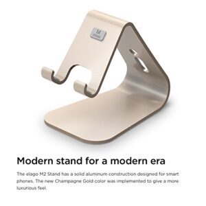 elago® M2 Stand [Champagne Gold] - [Premium Aluminum][Angled for Video Calls][Cable Management] - for all iPhones, Galaxy, and other Smartphones