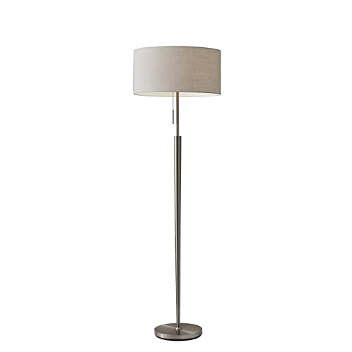 Adesso 3457-22 Hayworth 65" Floor Lamp, Satin Steel, Smart Outlet Compatible