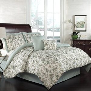 waverly felicite modern farmhouse floral 6-piece comforter set, king, mineral