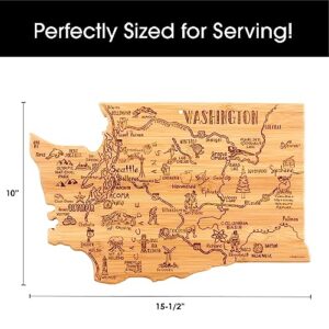 Totally Bamboo Destination Washington State Shaped Serving and Cutting Board, Includes Hang Tie for Wall Display