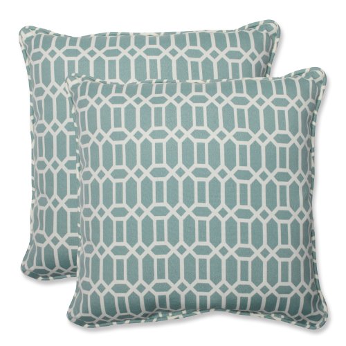 Pillow Perfect Outdoor/Indoor Rhodes Quartz Throw Pillows, 18.5" x 18.5", Blue, 2 Count