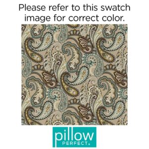 Pillow Perfect Paisley Outdoor/Indoor Throw Pillow Plush Fill, Weather, and Fade Resistant, Throw - 18.5" x 18.5" Blue/Brown Tamara Quartz, 2 Count