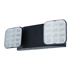 lfi lights | emergency light | black housing | two led adjustable square heads | hardwired with battery backup | ul listed | contractor standard | el-2-b