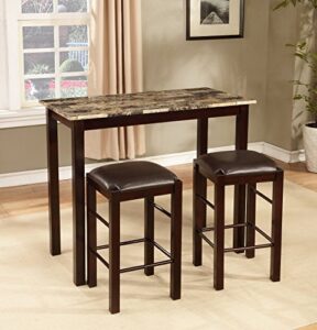 roundhill furniture brando 3-piece counter height breakfast set, espresso finish,brown