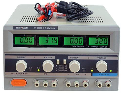 Tekpower TP-3005D-3 Digital Variable Triple Outputs Linear-Type DC Power Supply, 0-30 Volts @ 0-5 Amps