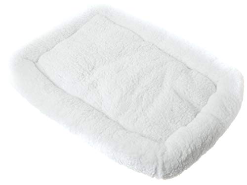 Long Rich HCT ERE-001 Super Soft Sherpa Crate Cushion Dog and Pet Bed, White, By Happycare Textiles, Standard style, 24 x 18 inches