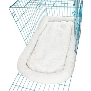 Long Rich HCT ERE-001 Super Soft Sherpa Crate Cushion Dog and Pet Bed, White, By Happycare Textiles, Standard style, 24 x 18 inches