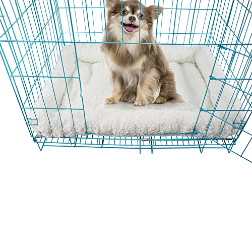 Long Rich HCT ERE-001 Super Soft Sherpa Crate Cushion Dog and Pet Bed, White, By Happycare Textiles, Standard style, 24 x 18 inches