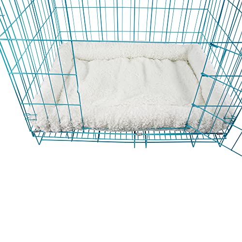 Long Rich HCT ERE-001 Super Soft Sherpa Crate Cushion Dog and Pet Bed, White, By Happycare Textiles, Standard style, 24 x 18 inches