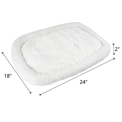 Long Rich HCT ERE-001 Super Soft Sherpa Crate Cushion Dog and Pet Bed, White, By Happycare Textiles, Standard style, 24 x 18 inches