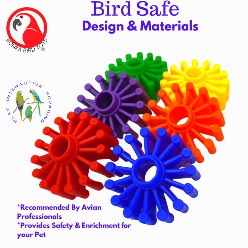 Bonka Bird Toys 3308 pk6 Cool Plastic Wheels Foot Talon Parrot Enrichment Build DIY Craft Party Favor Play Construction Assembling Game Interlocking.