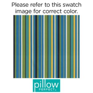 Pillow Perfect Stripe Outdoor Throw Accent Pillow, Plush Fill, Weather, and Fade Resistant, Small Lumbar - 11.5" x 18.5", Blue/Green Topanga, 2 Count