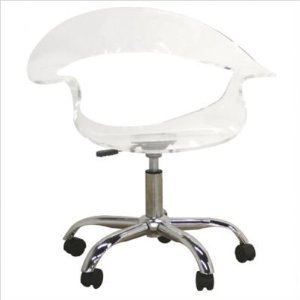 baxton studio elia clear acrylic height adjustable swivel office chair