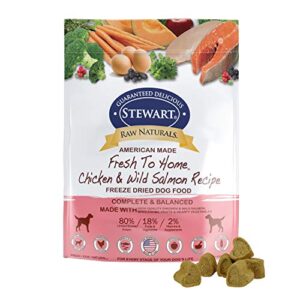 stewart raw naturals freeze dried dog food grain free made in usa with chicken & salmon, fruits, & vegetables for fresh to home all natural recipe, 12 oz.