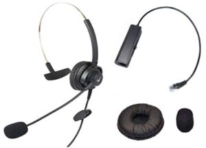 call center hands-free rj9 headset headphone monaural mic mircrophone noice cancelling + extra cushions for avaya nortel nt yealink ge emerson viop poe nec mitel office desktop ip telephone phone