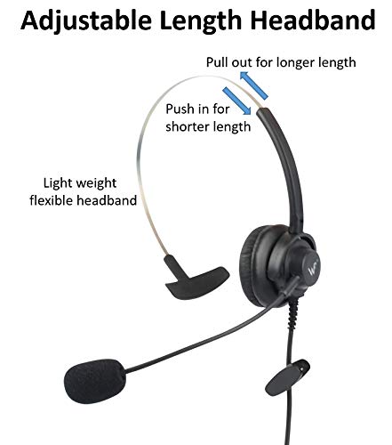 Call Center Hands-Free RJ9 Headset Headphone Monaural Mic Mircrophone Noice Cancelling + Extra Cushions for Avaya Nortel Nt Yealink Ge Emerson Viop POE NEC Mitel Office Desktop IP Telephone Phone