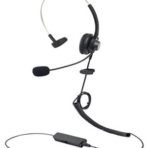 Call Center Hands-Free RJ9 Headset Headphone Monaural Mic Mircrophone Noice Cancelling + Extra Cushions for Avaya Nortel Nt Yealink Ge Emerson Viop POE NEC Mitel Office Desktop IP Telephone Phone