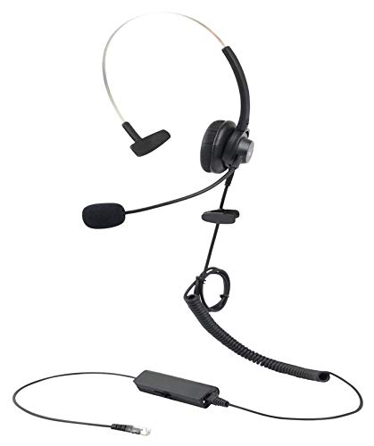 Call Center Hands-Free RJ9 Headset Headphone Monaural Mic Mircrophone Noice Cancelling + Extra Cushions for Avaya Nortel Nt Yealink Ge Emerson Viop POE NEC Mitel Office Desktop IP Telephone Phone