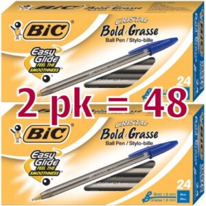 value pack of 48 - bic cristal bold (1.6mm) ball pen, blue, 48ct (msbp241-be)