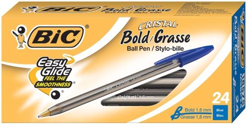 Value Pack of 48 - BIC Cristal Bold (1.6mm) Ball Pen, Blue, 48ct (MSBP241-BE)