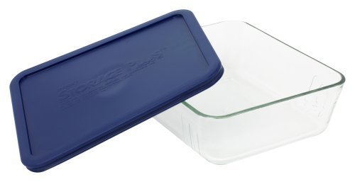 Pyrex COMINHKR067794 6017400 Simply Store 6-Cup Rectangular Bakeware Dish, 6 Box of 2 Containers, Clear; Blue Cover