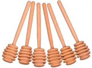 creative hobbies® 6 inch wood honey dipper stick server for honey jar dispense drizzle honey new | pack of 6